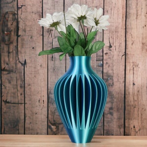 Modern Wave Vase in Silk Blue Green - Etsy