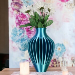 Modern Wave Vase in Silk Blue Green - Etsy