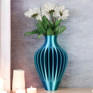 Modern Wave Vase in Silk Blue Green - Etsy