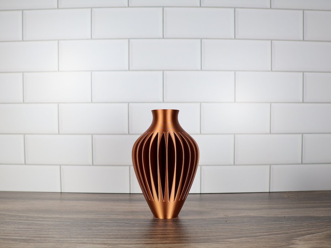 Modern Wave Vase in Copper - Etsy