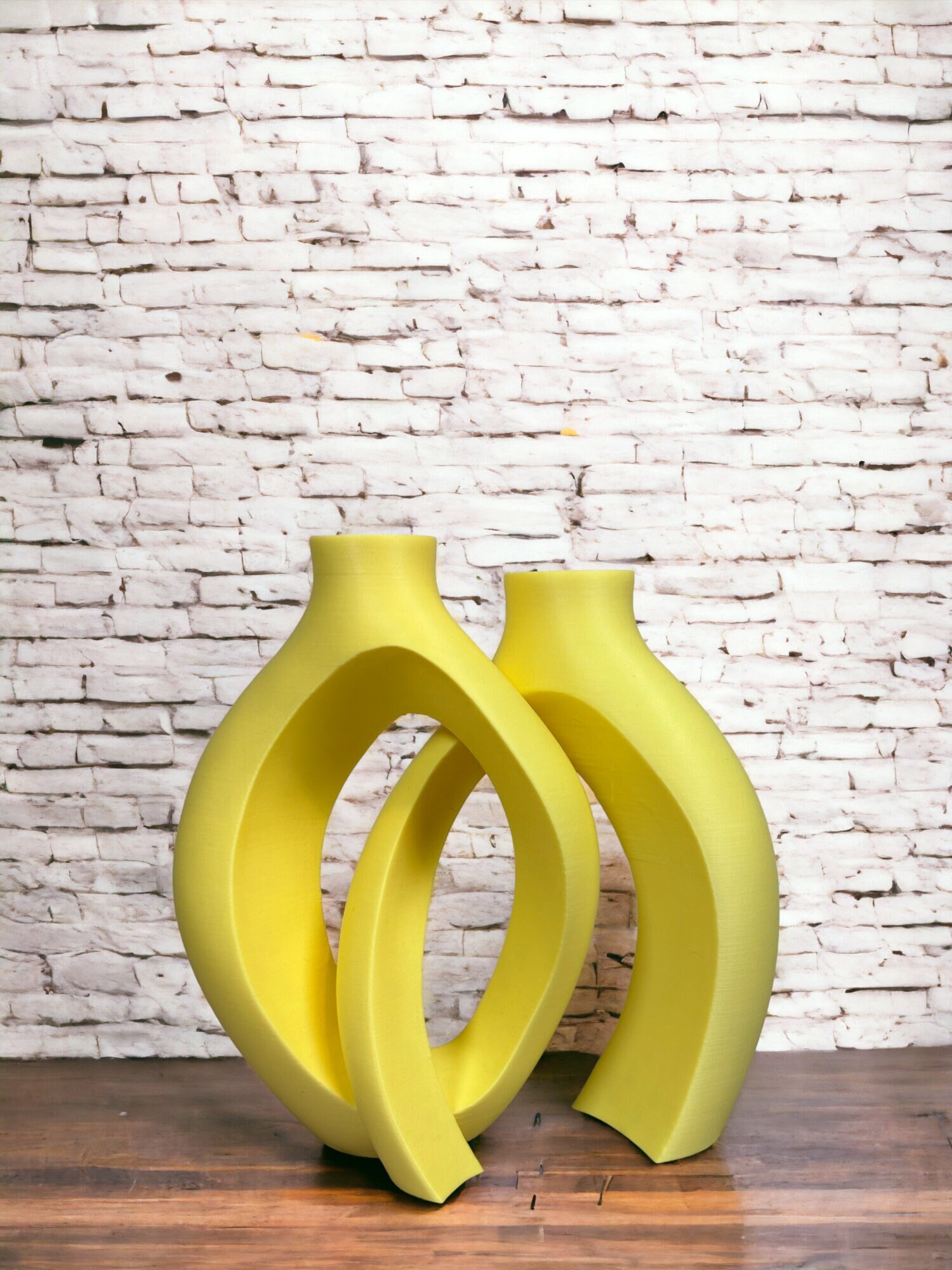 Double Intertwined Minimalist Vase in Lemon - Etsy