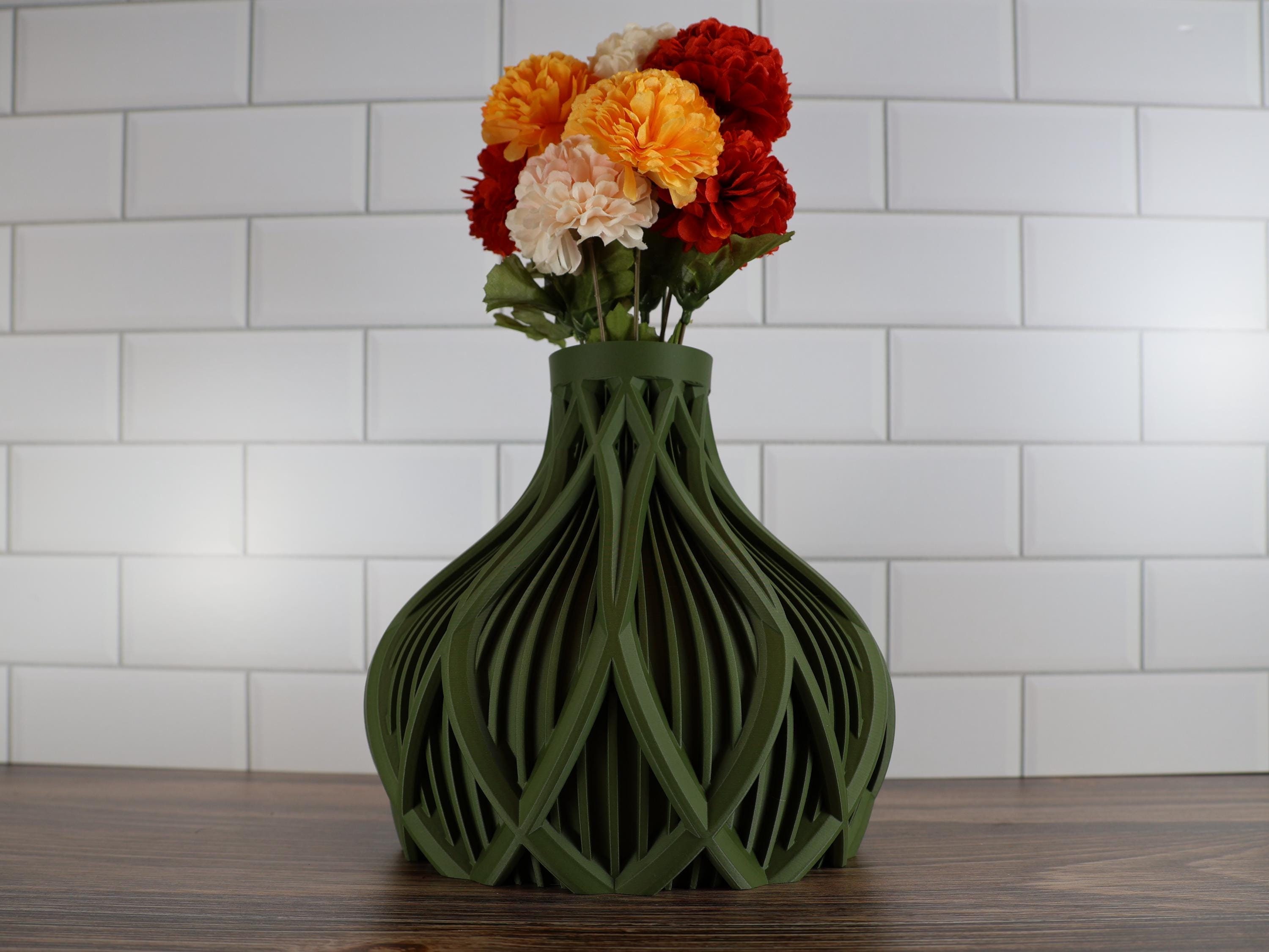 Kami Short Vase in Olive Green - Etsy