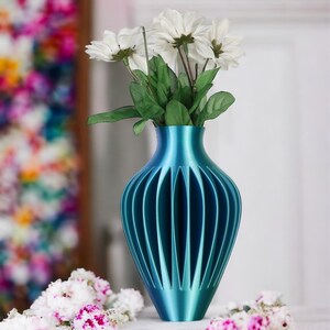 Modern Wave Vase in Silk Blue Green - Etsy