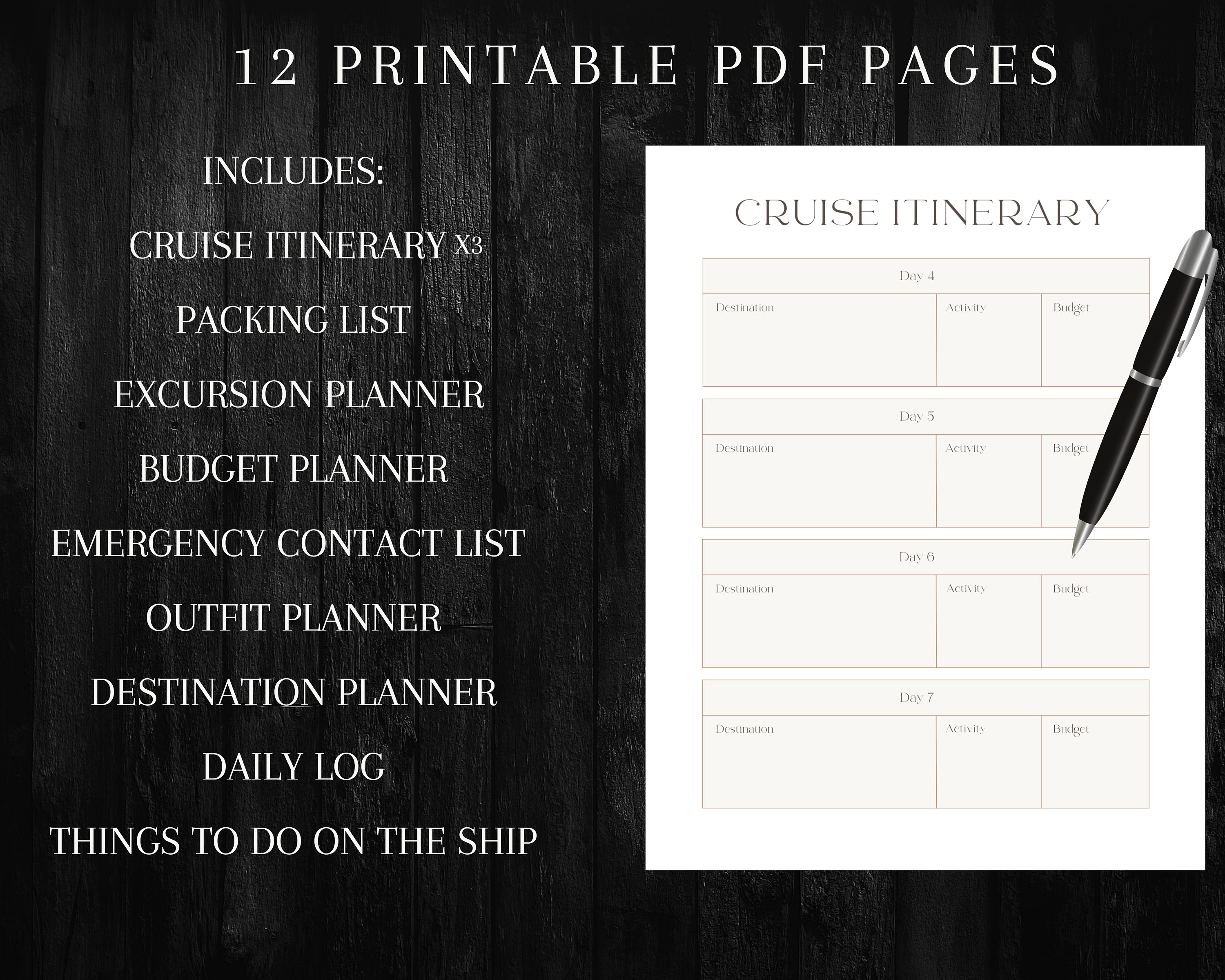 Printable Cruise Planner, PDF Cruise Planner Print Out, Cruise and ...