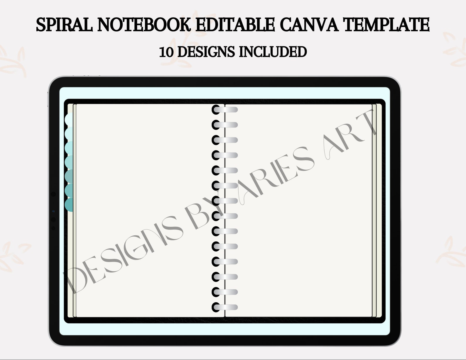 Spiral Notebook Editable Canva Template, Spiral Notebook SVG, Spiral ...