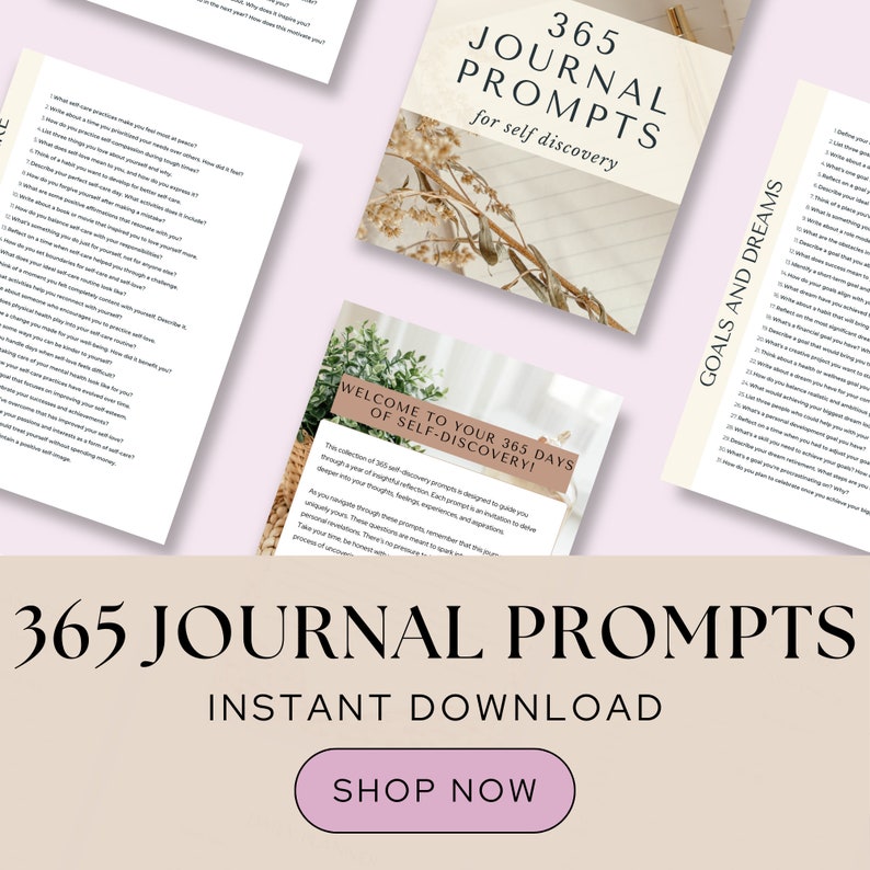 365 Journal Prompts, Self-care Activity, Digital Journal, Mental Health ...
