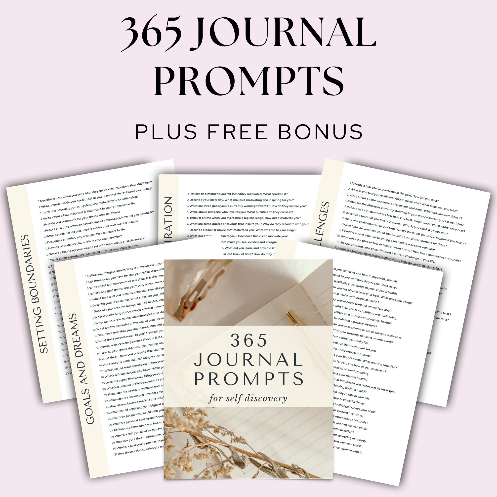 365 Journal Prompts, Self-care Activity, Digital Journal, Mental Health ...