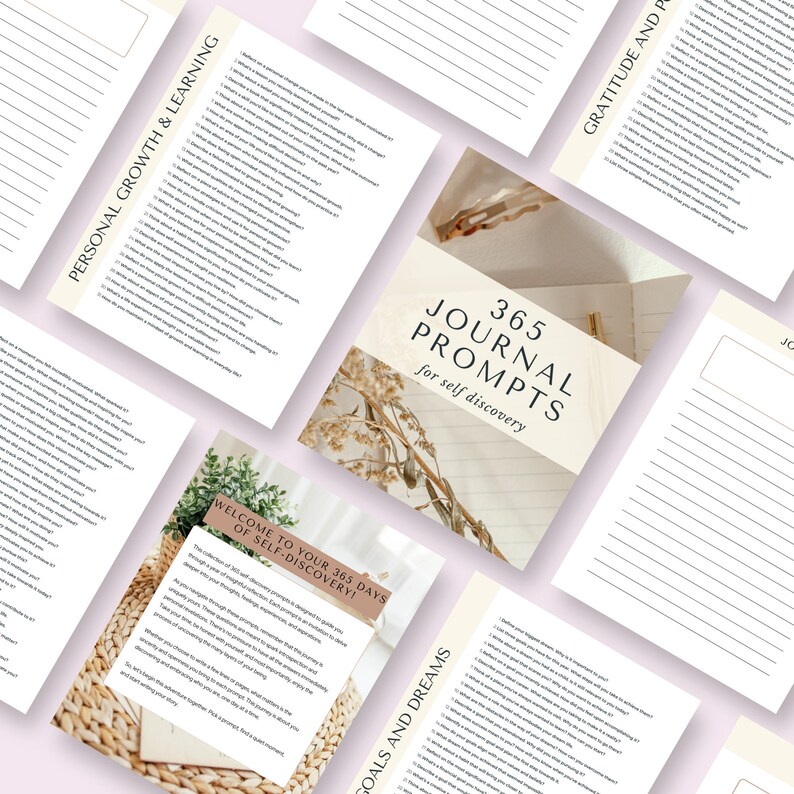 365 Journal Prompts, Self-care Activity, Digital Journal, Mental Health ...