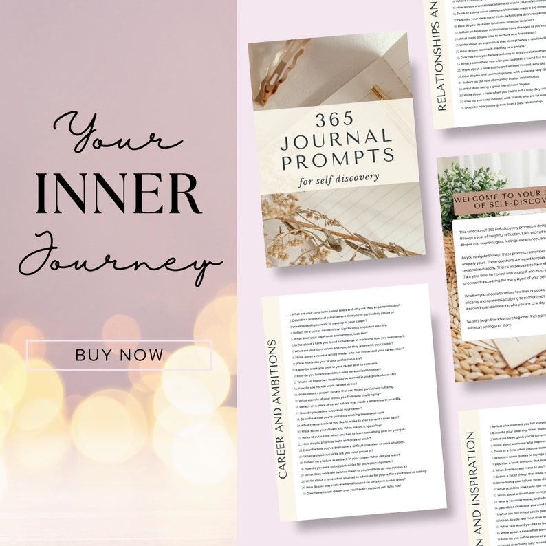 365 Journal Prompts, Self-care Activity, Digital Journal, Mental Health ...