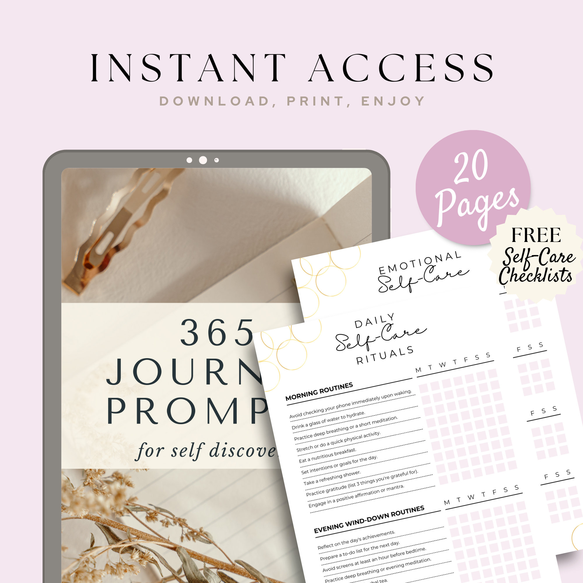 365 Journal Prompts, Self-care Activity, Digital Journal, Mental Health ...