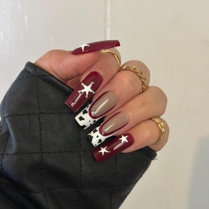Press on Nails, Nails, Cowboy Carter Nails, Western Themed Nails, Stars ...