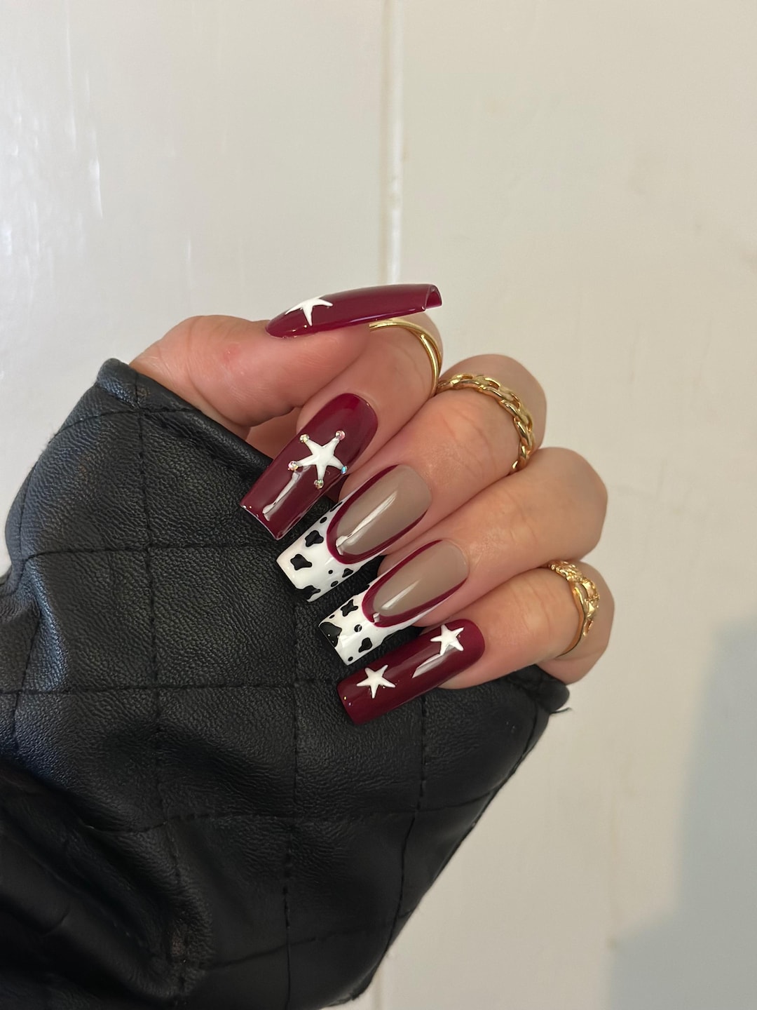 Press on Nails, Nails, Cowboy Carter Nails, Western Themed Nails, Stars ...