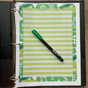 Printable Large Checkbook & Debit Card Register | Balancing Sheet ...