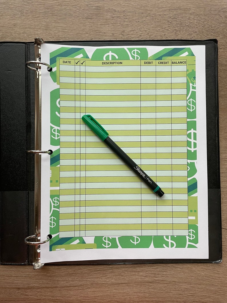 Printable Large Checkbook & Debit Card Register, Balancing Sheet ...