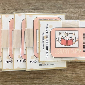 Magnetic Bookmark | Cute Cat Library Card | Bookish Gift | Kid's Gift ...