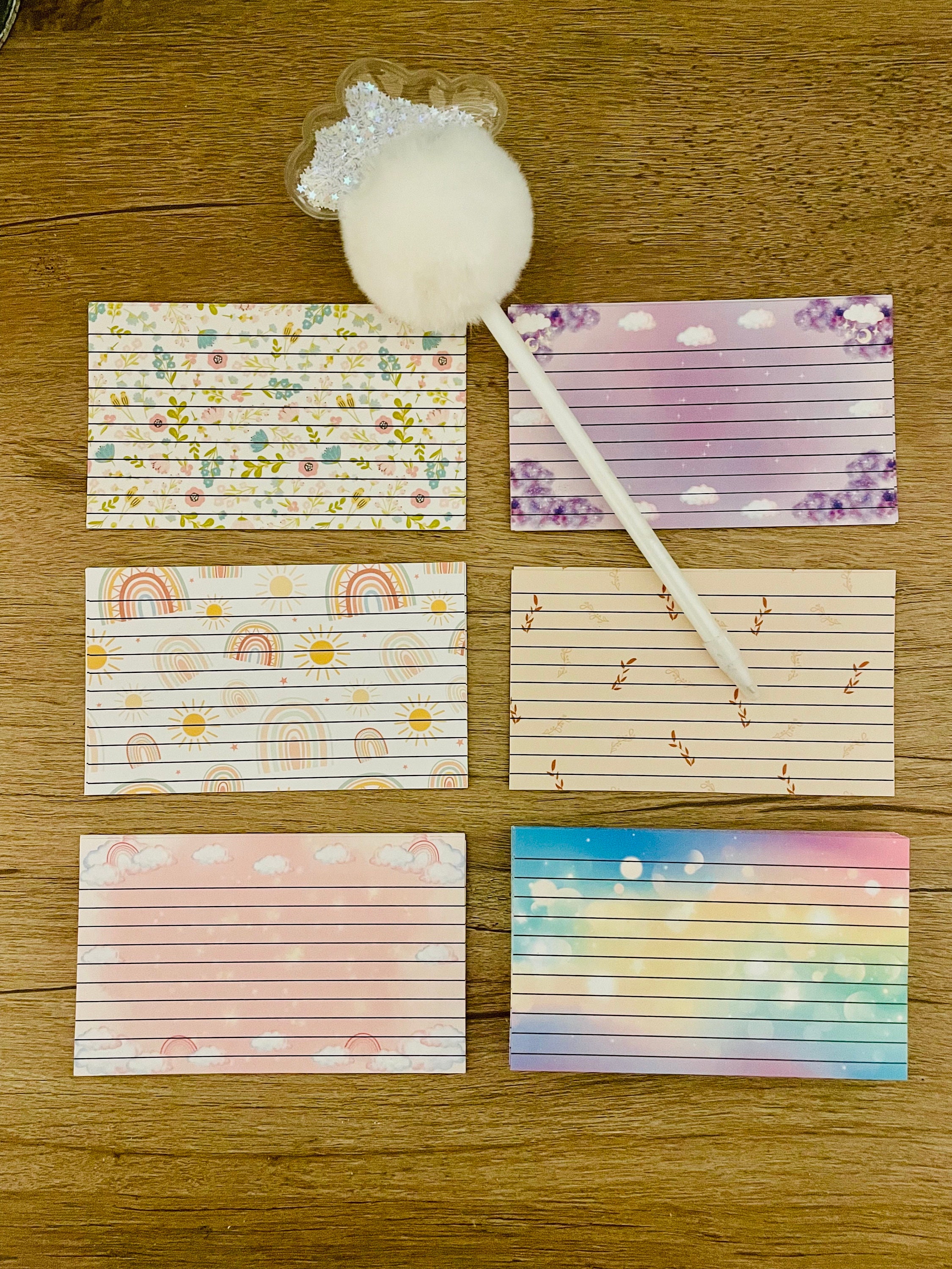 Pretty Notecards Unique Index Cards Recipe Cards Study Notecards ...
