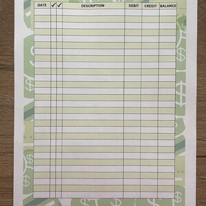 Printable Large Checkbook & Debit Card Register | Balancing Sheet ...