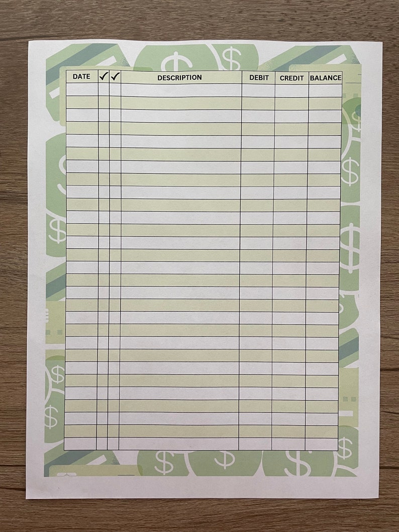 Printable Large Checkbook & Debit Card Register | Balancing Sheet ...