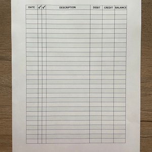 Printable Large Checkbook & Debit Card Register | Balancing Sheet ...