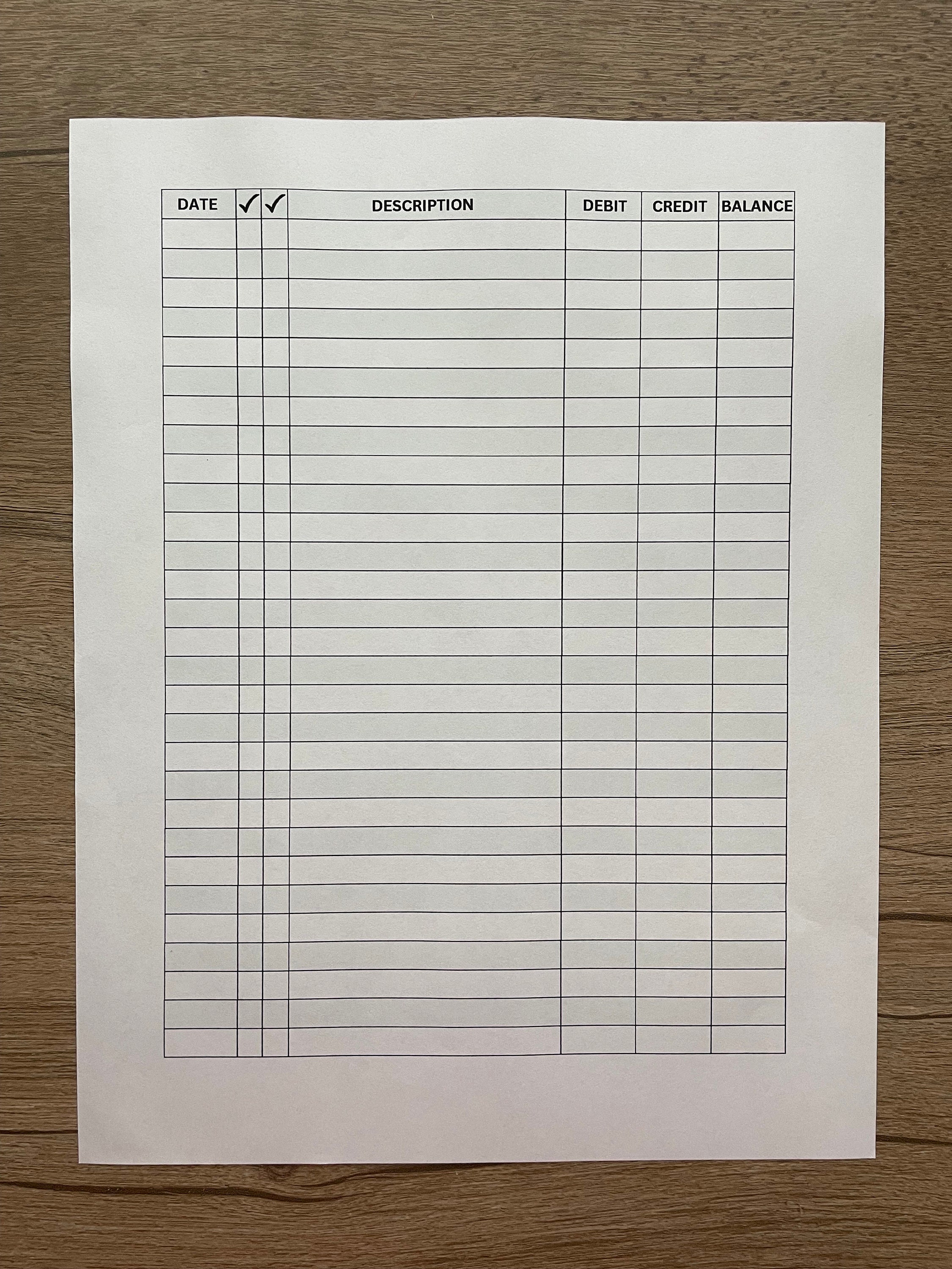 Printable Large Checkbook & Debit Card Register | Balancing Sheet ...