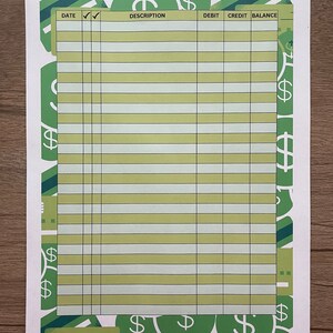Printable Large Checkbook & Debit Card Register | Balancing Sheet ...