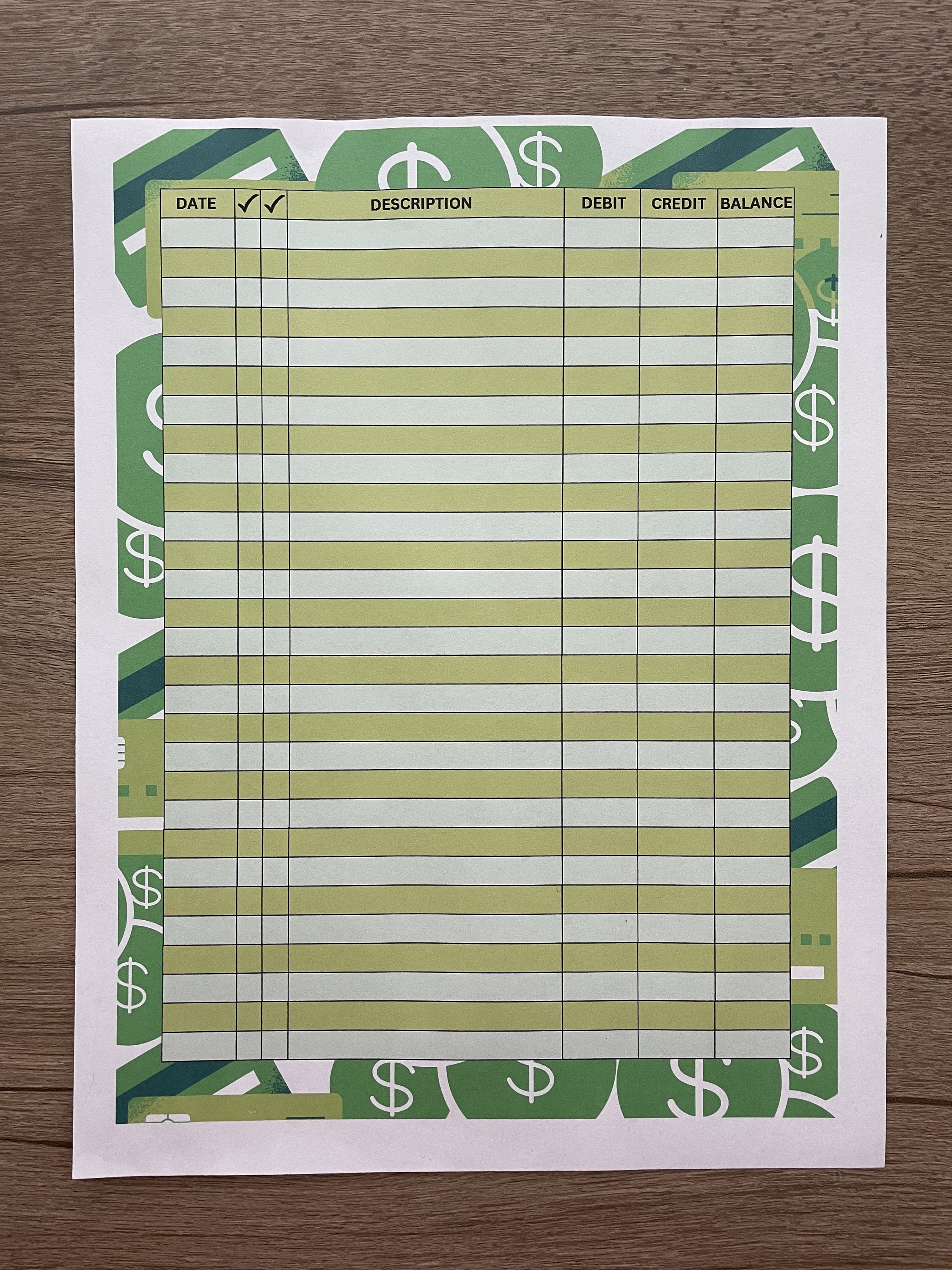 Printable Large Checkbook & Debit Card Register | Balancing Sheet ...