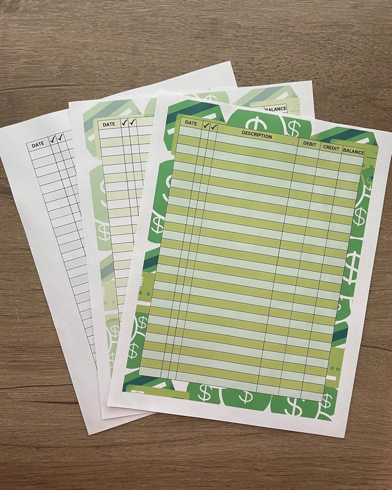 Printable Large Checkbook & Debit Card Register | Balancing Sheet ...