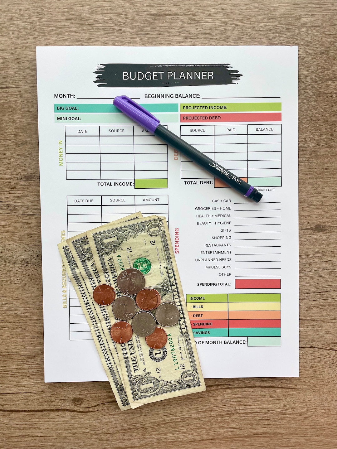 Easy Budget Planner Printable PDF | 8.5x11 Inches | Monthly Budget ...