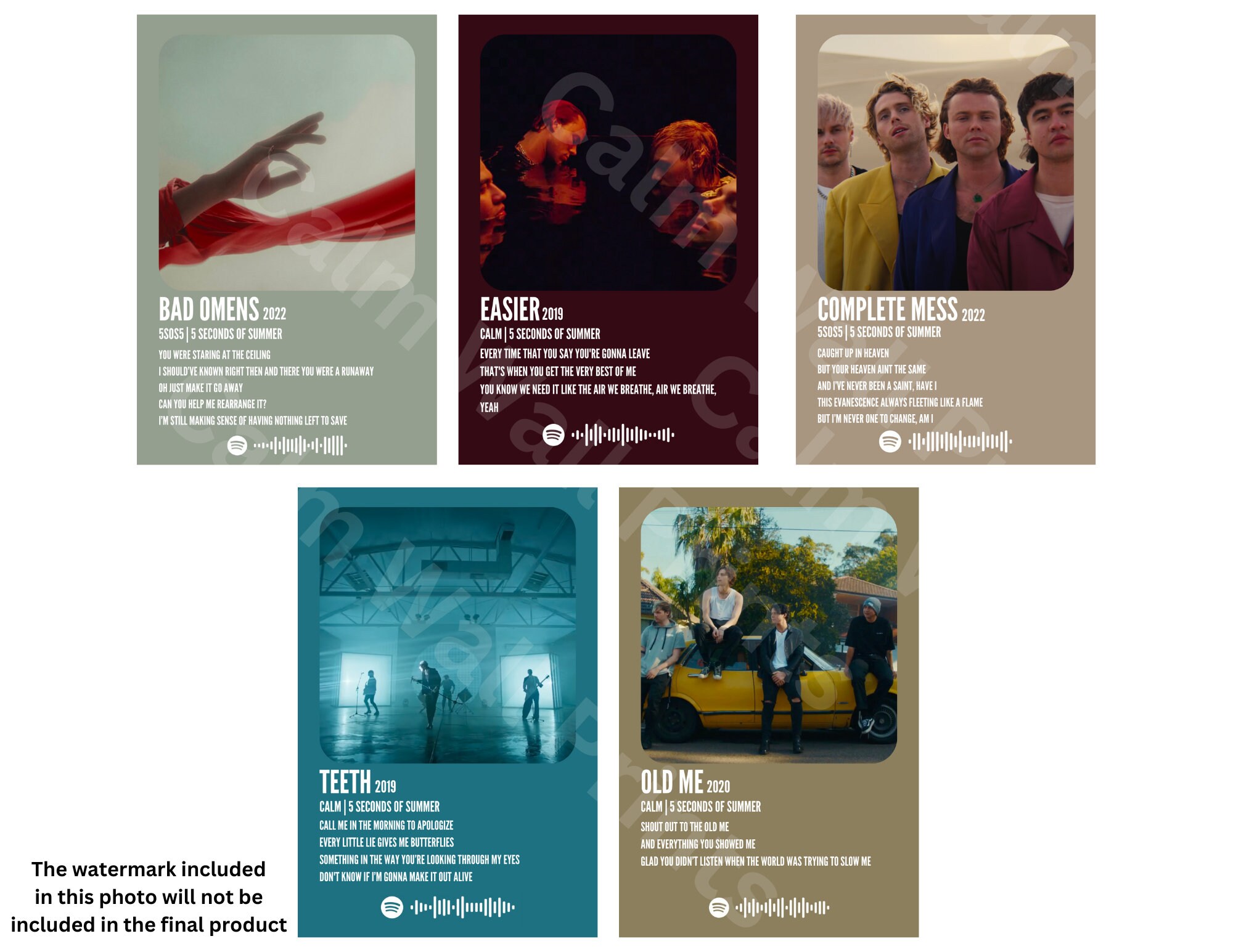 5 Seconds of Summer Pack of 15 Prints Music Posters 5SOS Song Prints ...