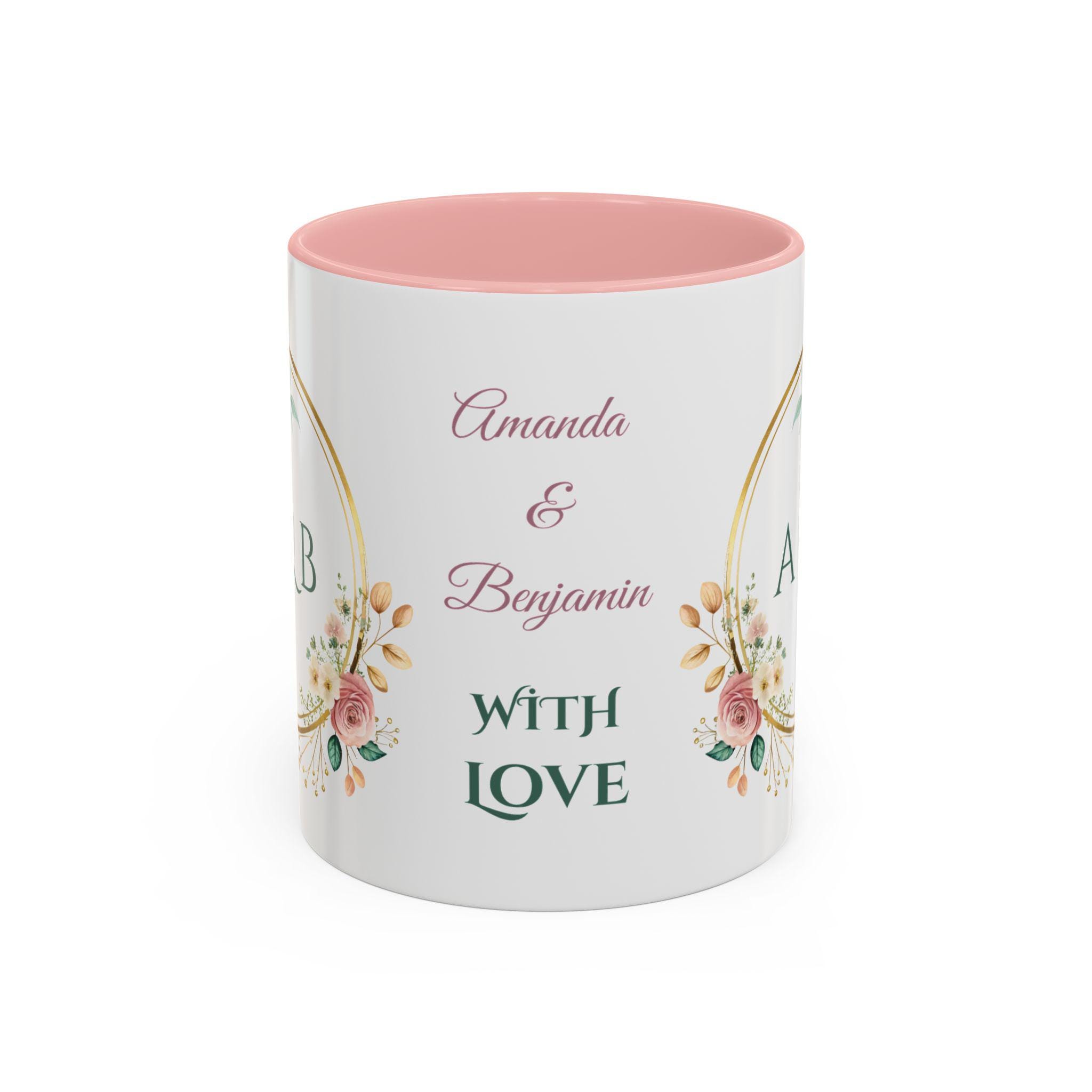 Editable Floral Mug Wrap Design - Personalized Couple Monogram Mug ...