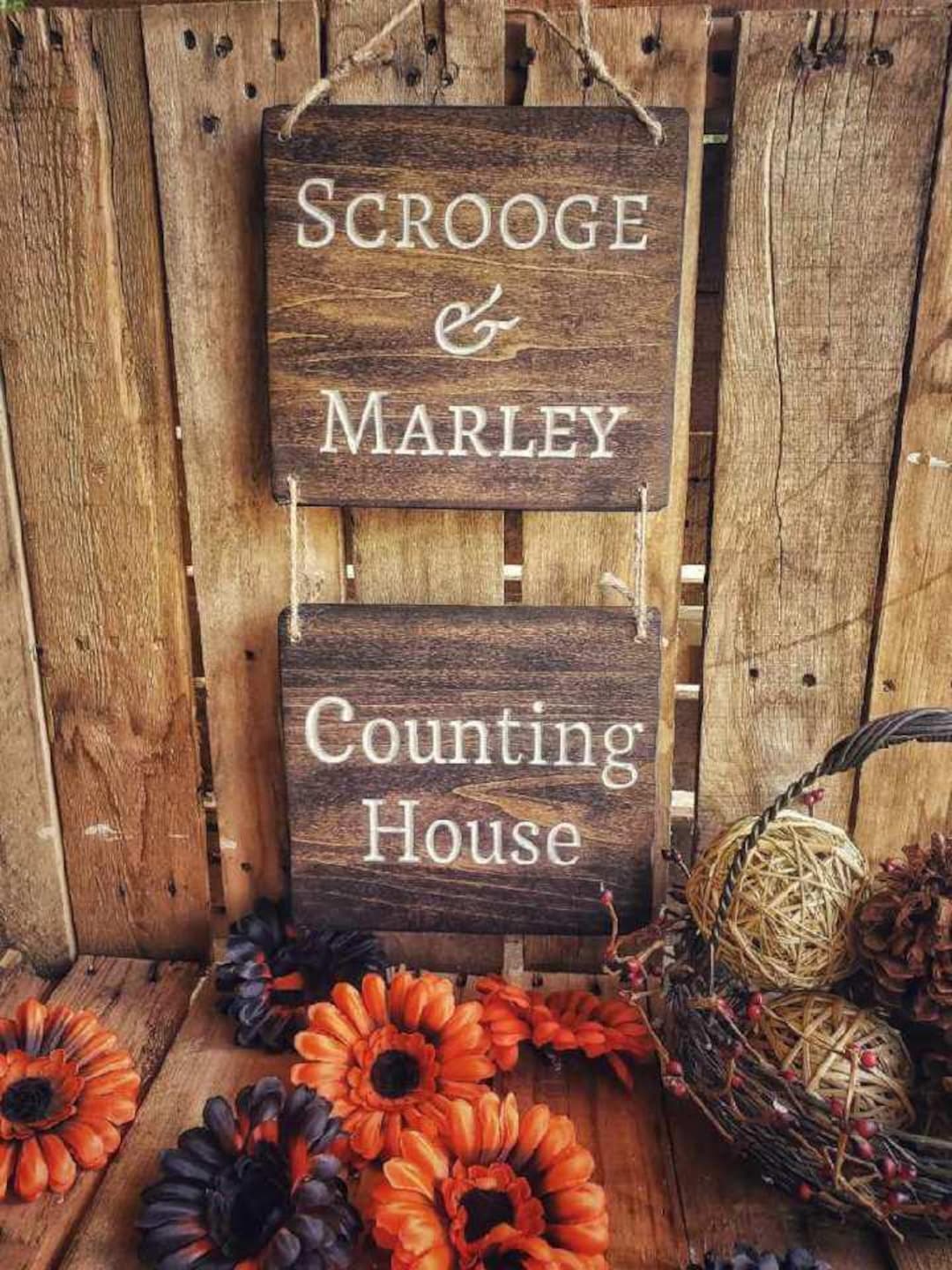 Scrooge and Marley Counting House, Wooden Sign, A Christmas Carol ...