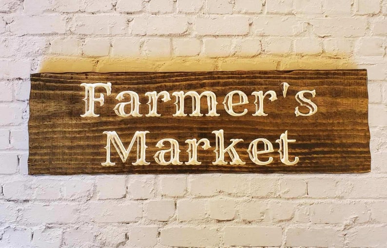 Farmer's Market, Wooden Sign, Rustic Decor, Country Signs, Kitchen ...