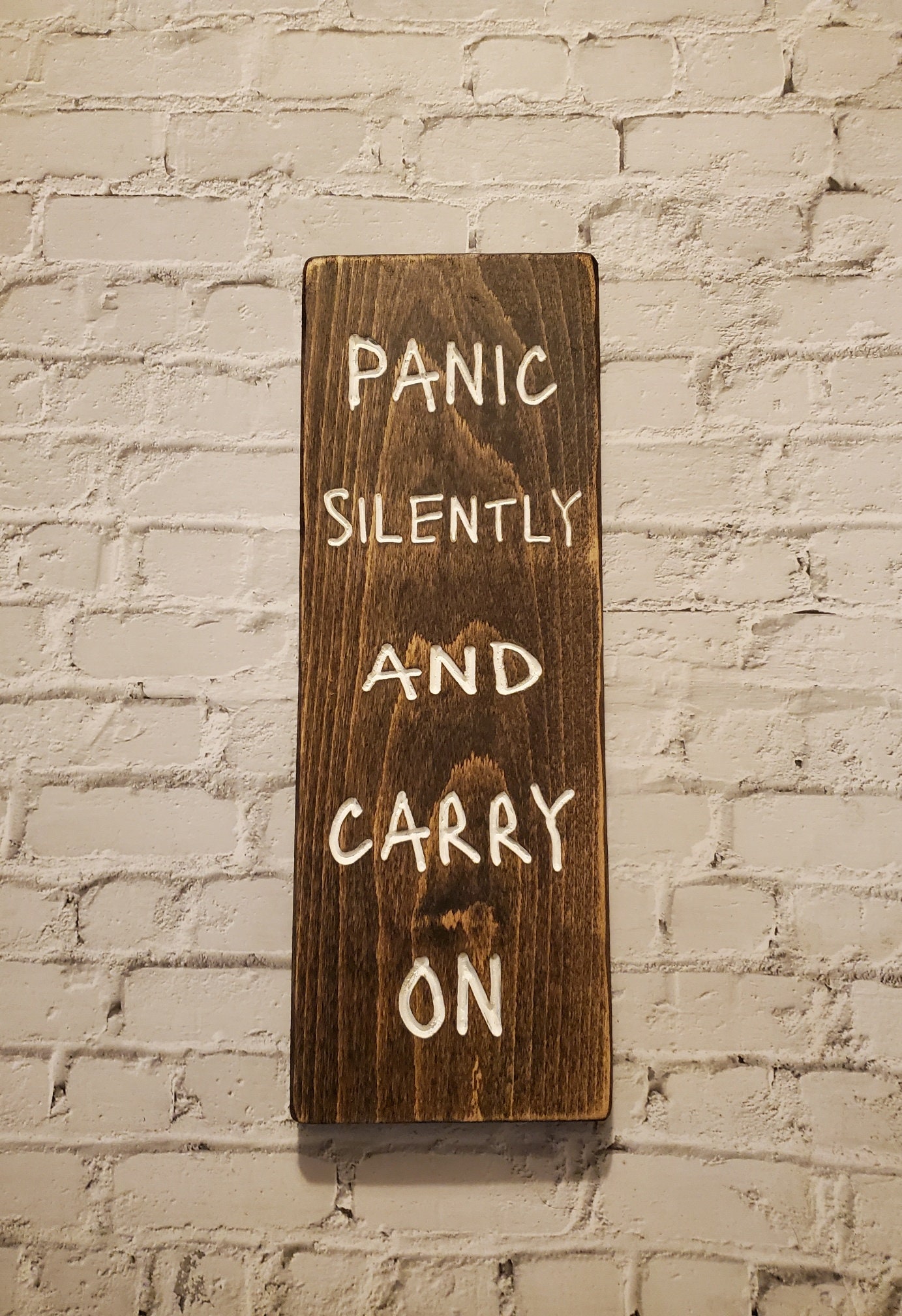 Panic Silently & Carry On, Wooden Sign, Rustic Decor, Whimsical Signs ...