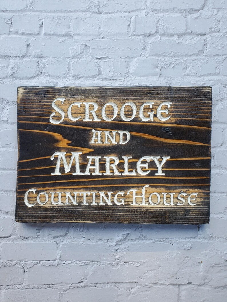 Scrooge and Marley Counting House, Wooden Sign, A Christmas Carol ...