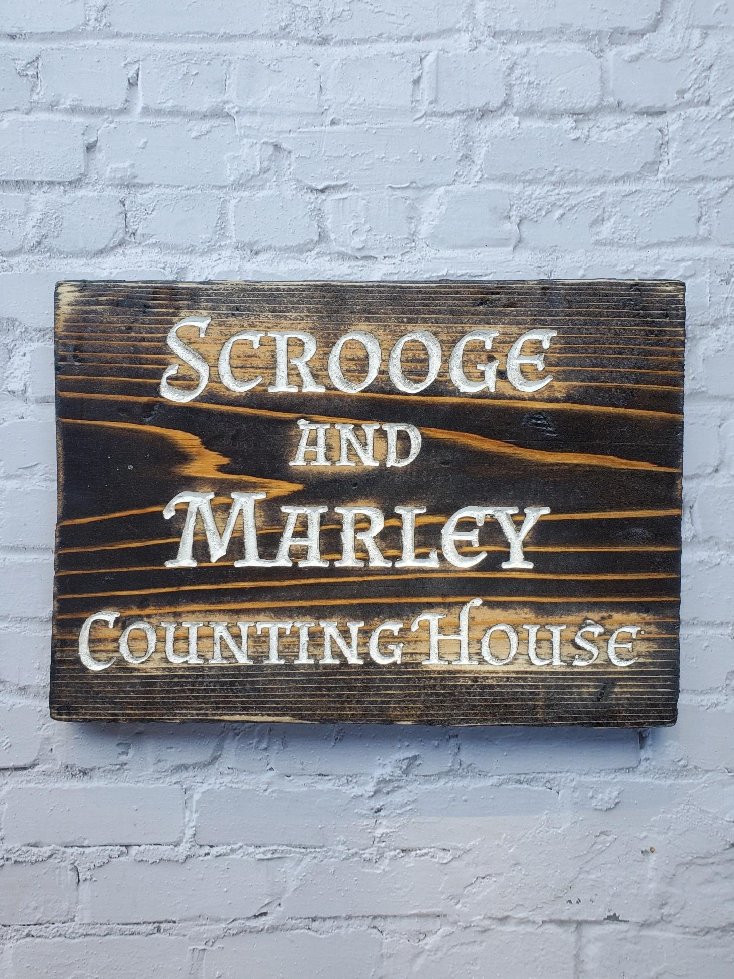 Scrooge and Marley Counting House, Wooden Sign, A Christmas Carol ...