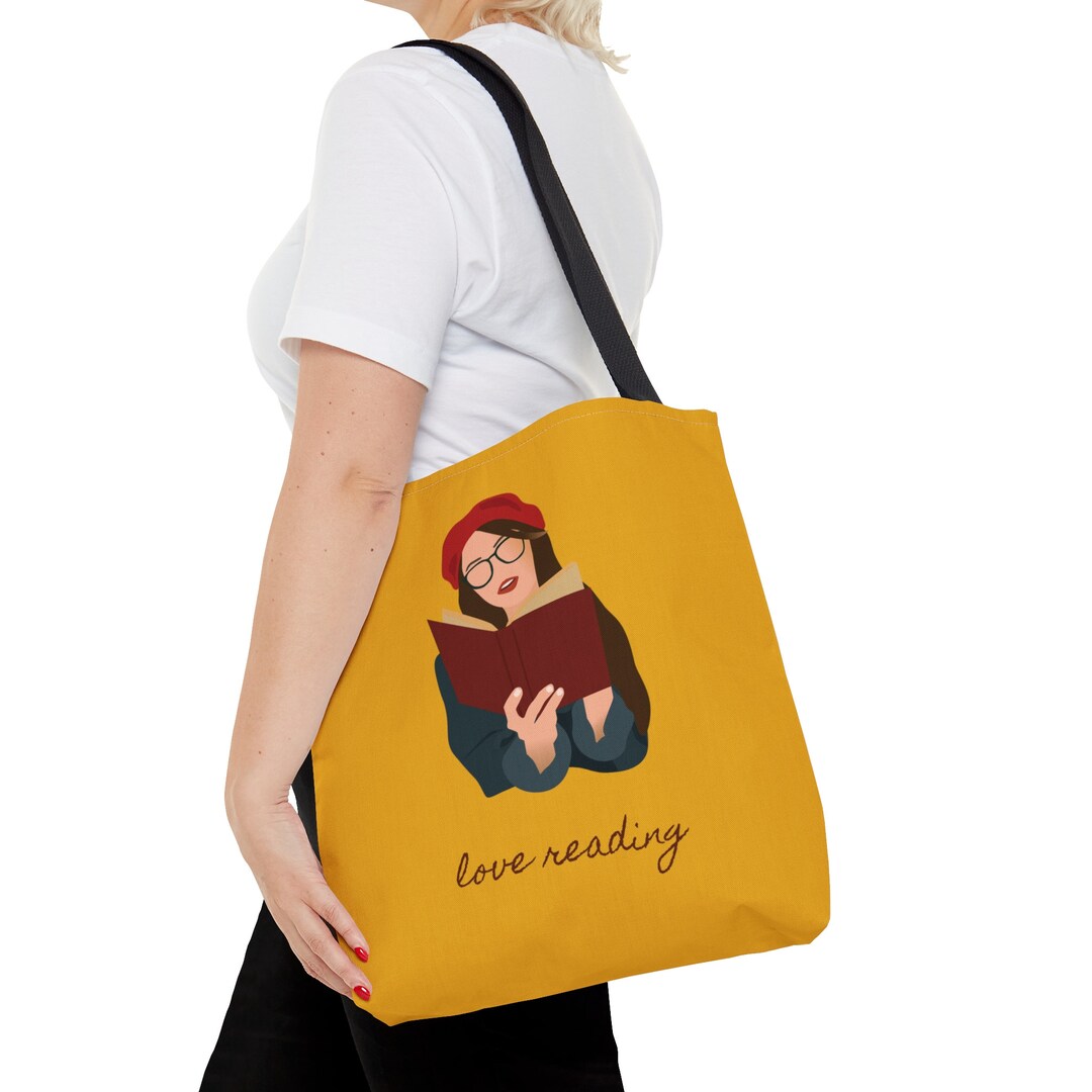 Love Reading Tote Bag, Adorable Literary Design Carryall for Book ...