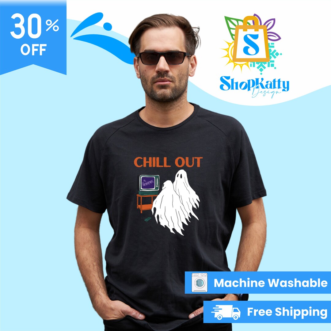 Chill Out Ghosts T-shirt Retro Halloween Graphic Season Apparel, Fun ...