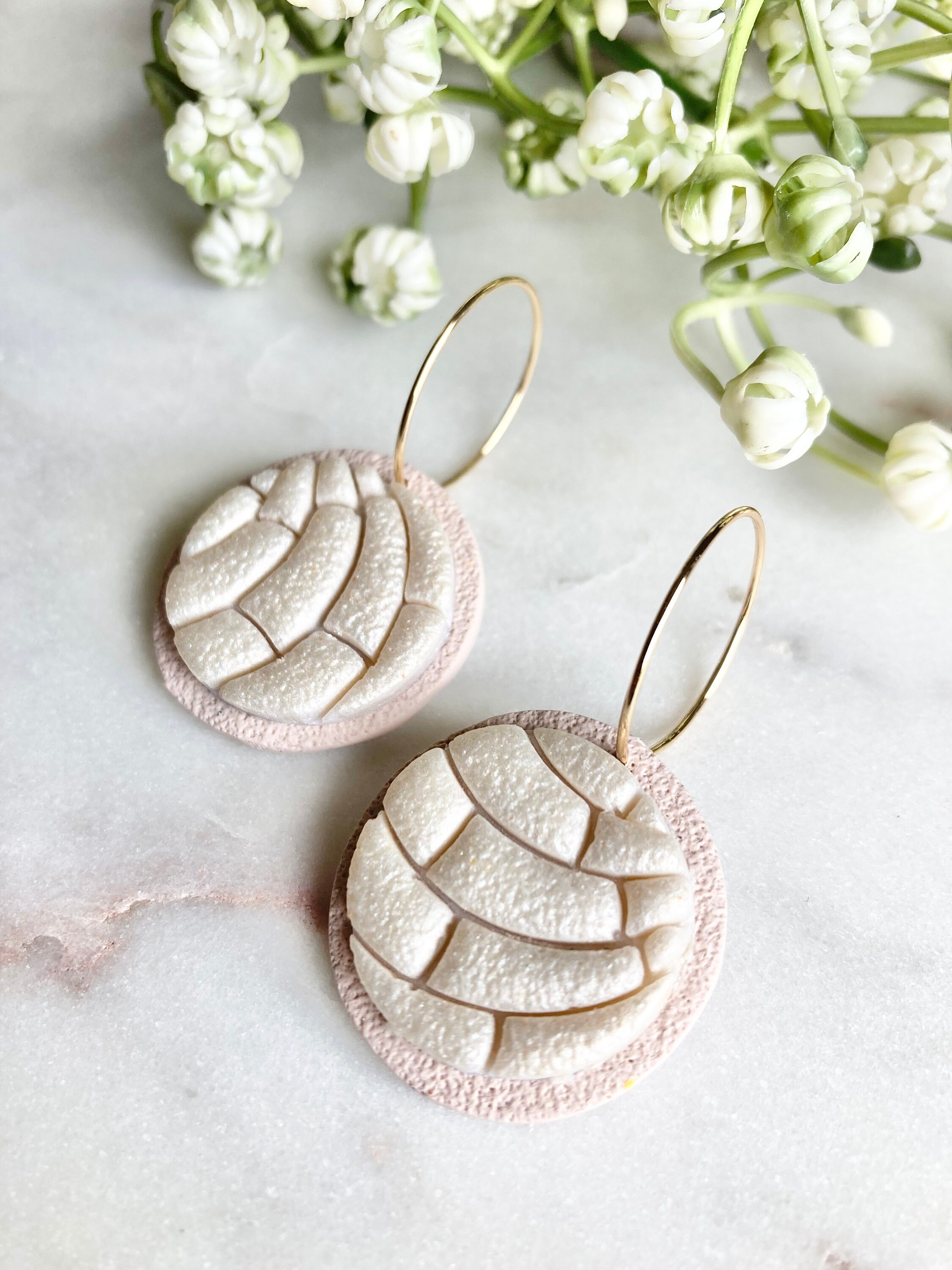 Mexican Concha Bread Polymer Clay Earrings - Etsy