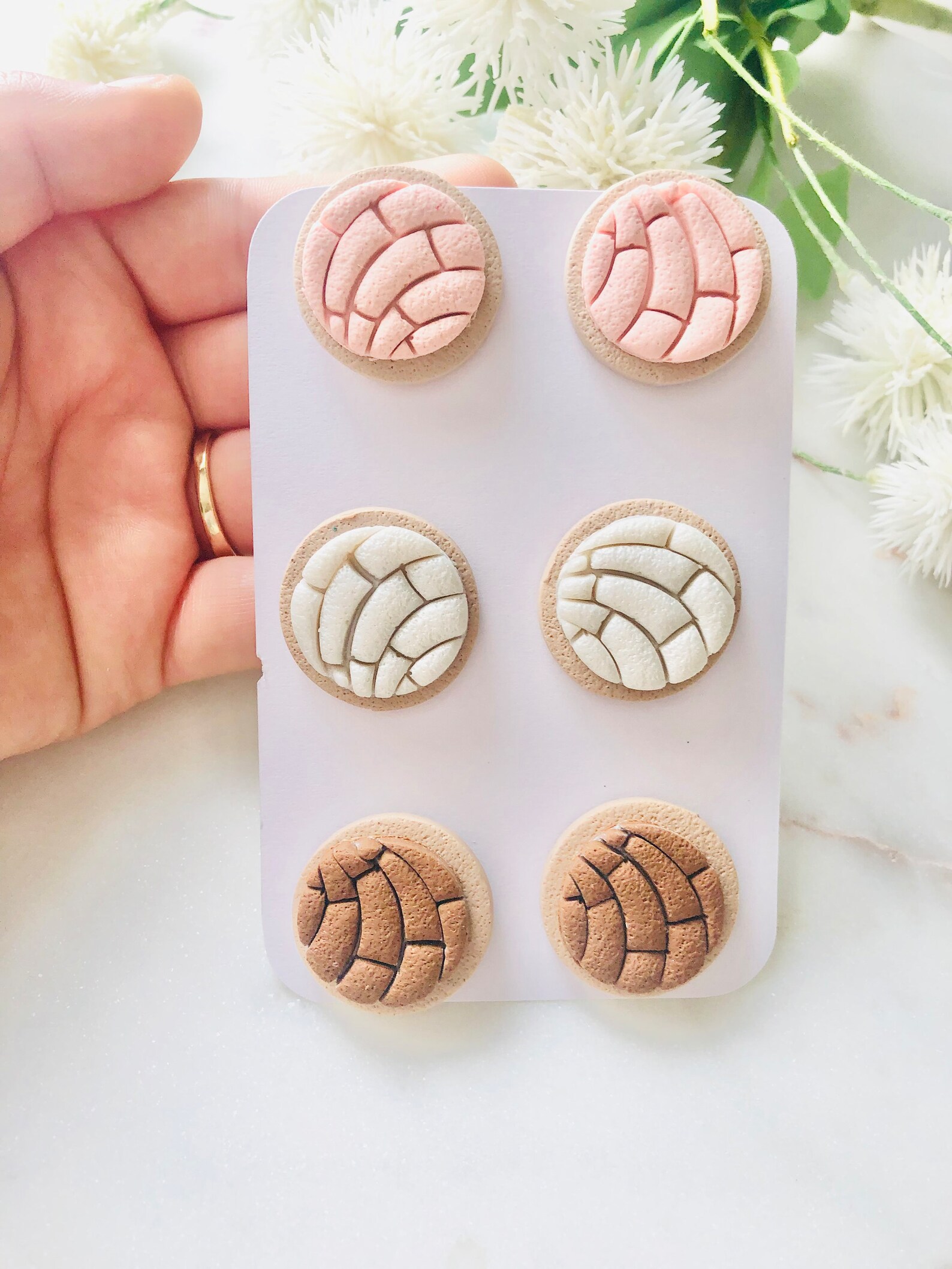 Mexican Concha Bread Polymer Clay Earrings - Etsy