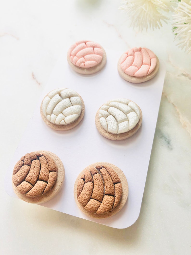 Mexican Concha Bread Polymer Clay Earrings - Etsy