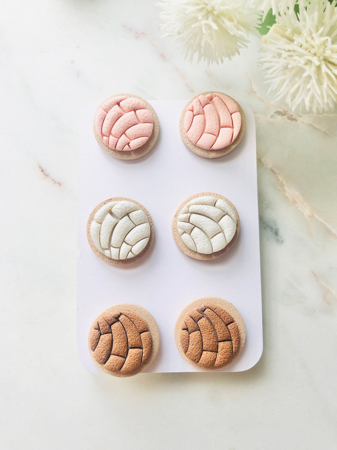 Mexican Concha Bread Polymer Clay Earrings - Etsy