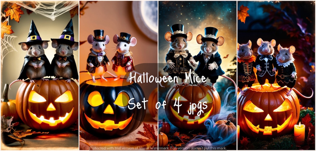 Halloween Mice Digital Download Set of 4 - Etsy