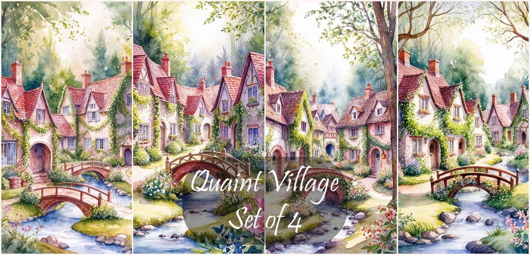 Quaint Village Digital Download Set of 4 - Etsy