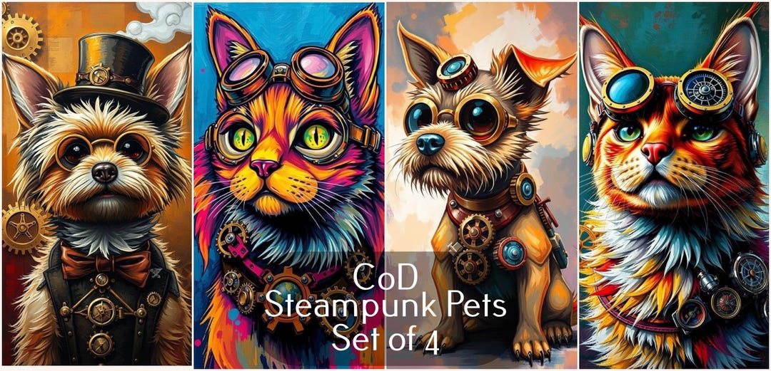 Steampunk Pets Digital Download Set of 4 - Etsy