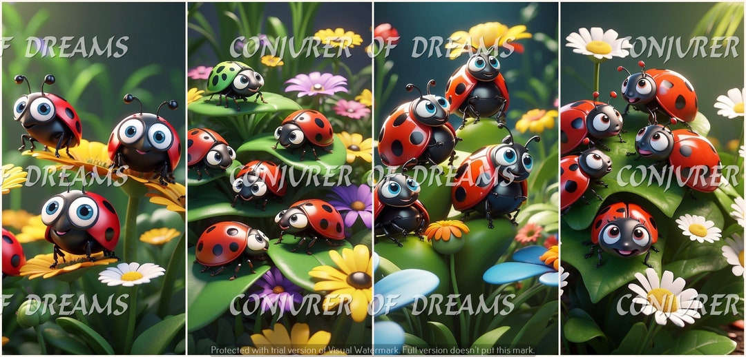 Ladybug Love AI Art Digital Download Set of 4 - Etsy