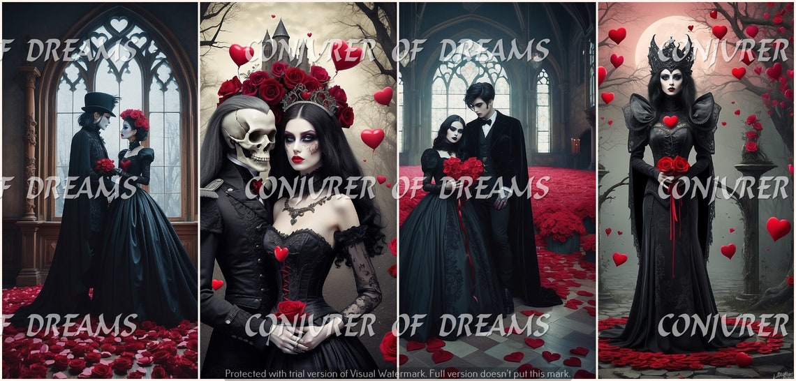 Goth Love AI Art Digital Download Set of 4 - Etsy