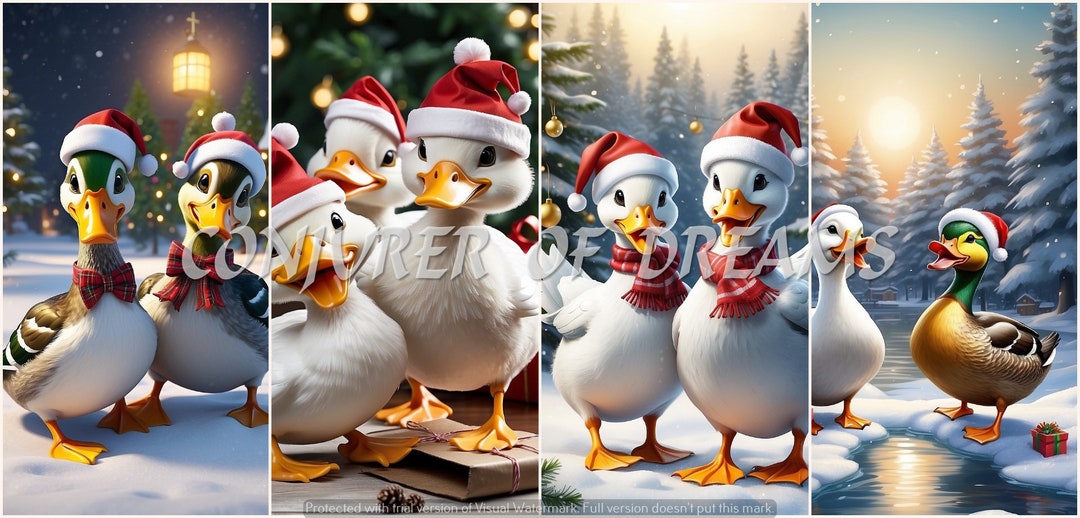 Christmas Ducks AI Art Digital Download Set of 4 - Etsy UK