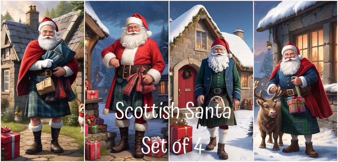 Scottish Santa Digital Download Set of 4 - Etsy