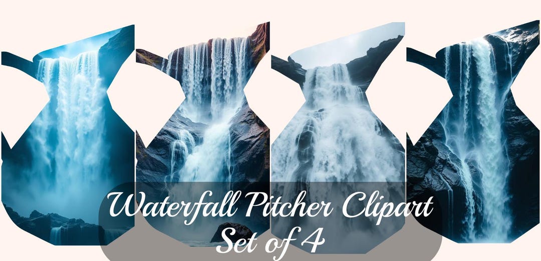 Waterfall Pitcher Clipart Digital Download Set of 4 - Etsy