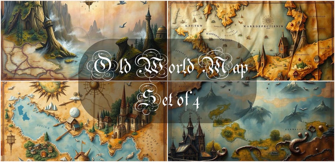 Old World Map Digital Download Set of 4 - Etsy